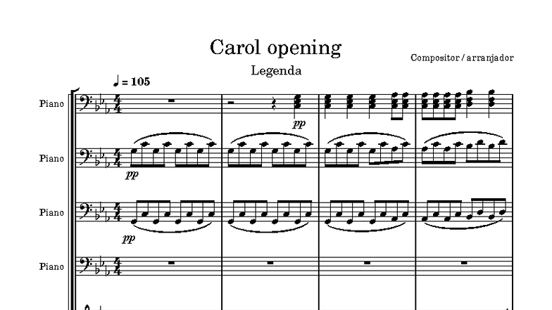 105 Piano Arrangement: Carol Opening - Partitura Sem Título - Studocu