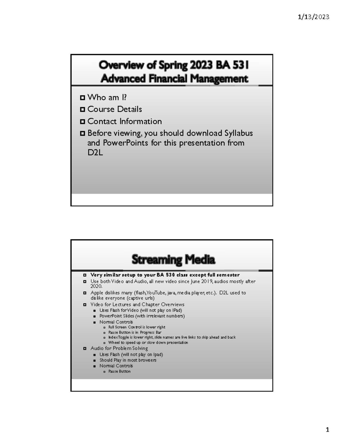 531introsp 23 - BA531 material - Overview of Spring 2023 BA 531 ...
