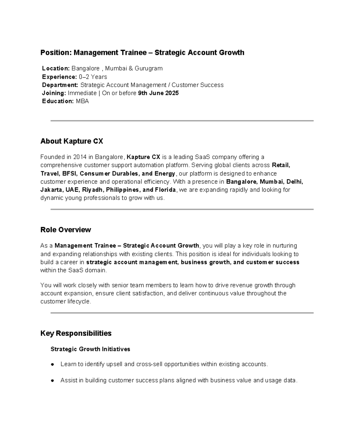 JD - Management Trainee (MBA) for Strategic Account Growth - Studocu