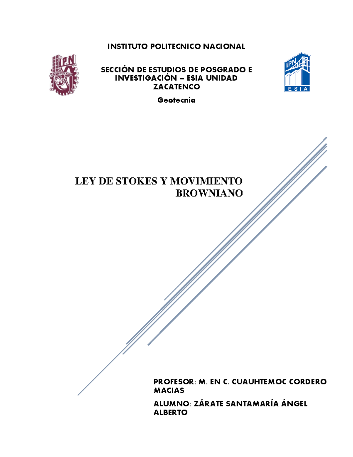 LEY DE Stokes granulometria por sedimenctacion - Geotecnia - IPN - Studocu
