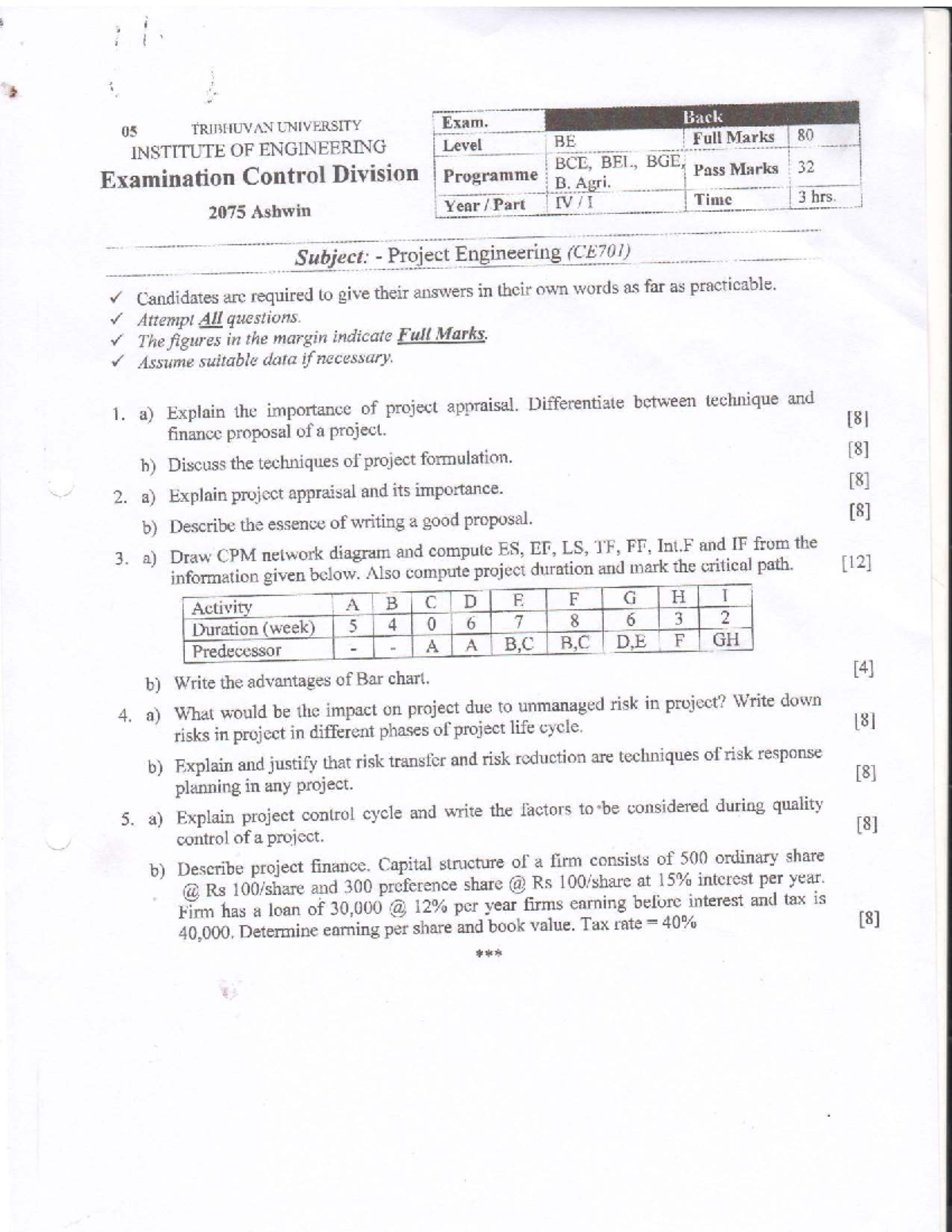 Project Engineering Exam Questions (C8701) - Comprehensive Guide - Studocu