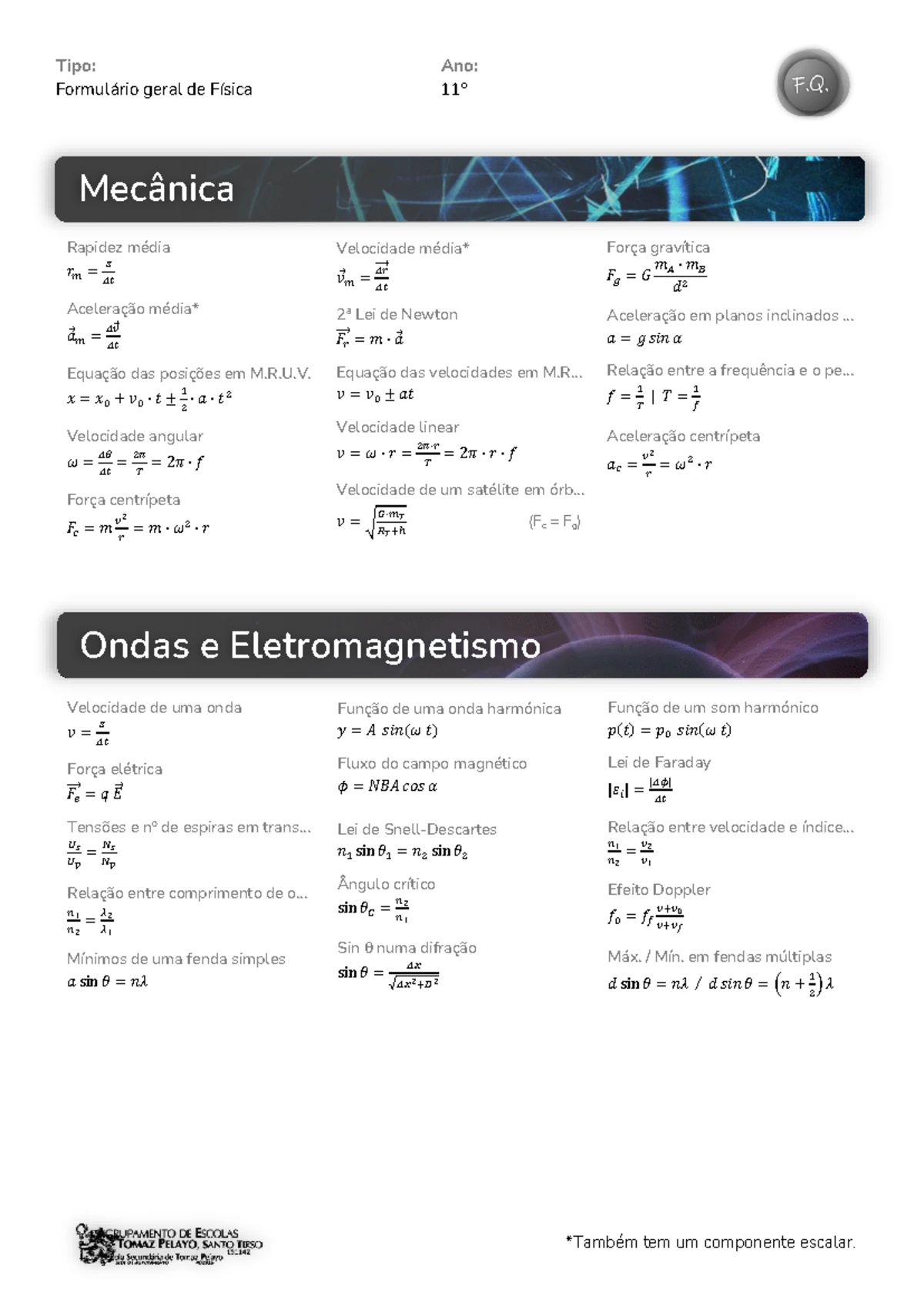 Formulário EN FQA - Prova de Exame de Física e Química A 2025 - Studocu