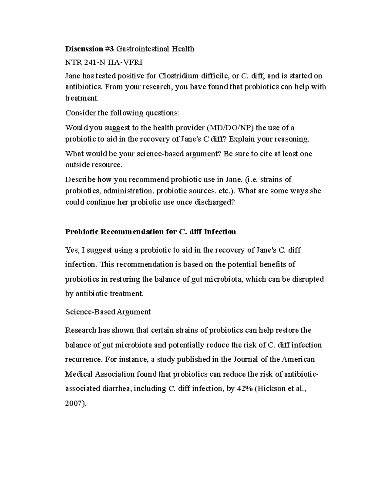 Discussion 3 nutri - Practice material - Discussion #3 Gastrointestinal ...