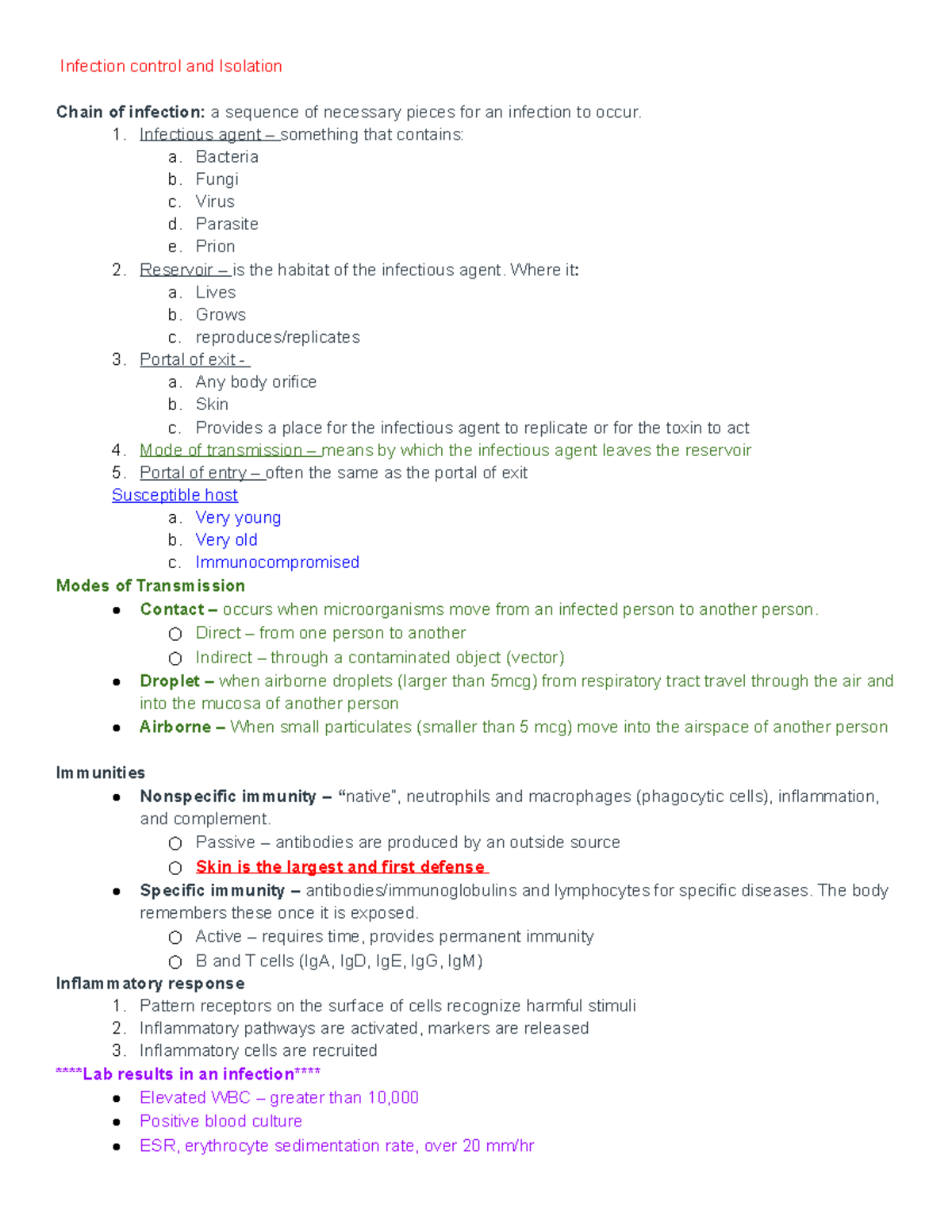 215 exam two - Exam 2 notes... Infection control, hygiene, pain ...