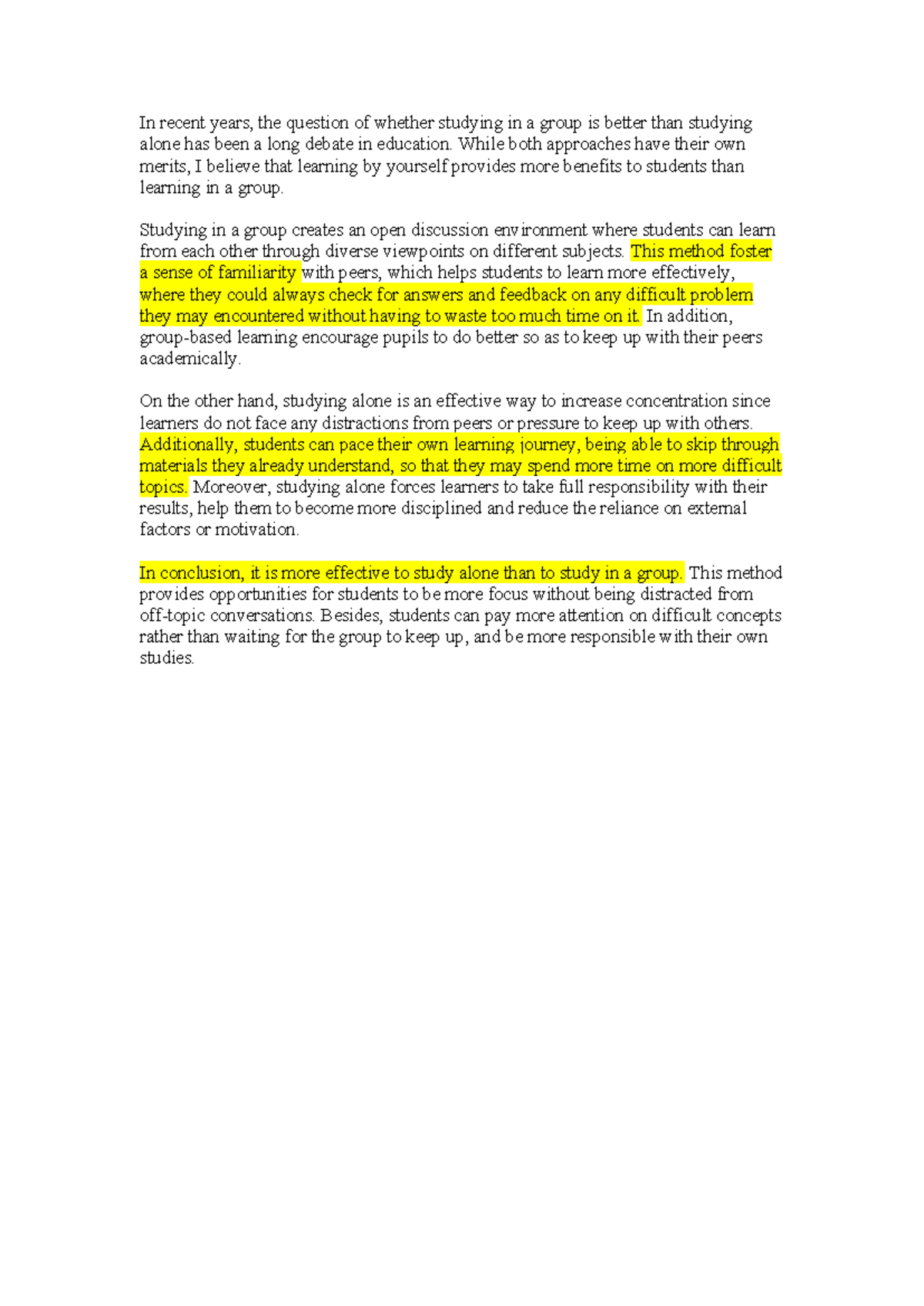 ENG 101: Essay Notes on Group vs. Solo Study Benefits - Studocu