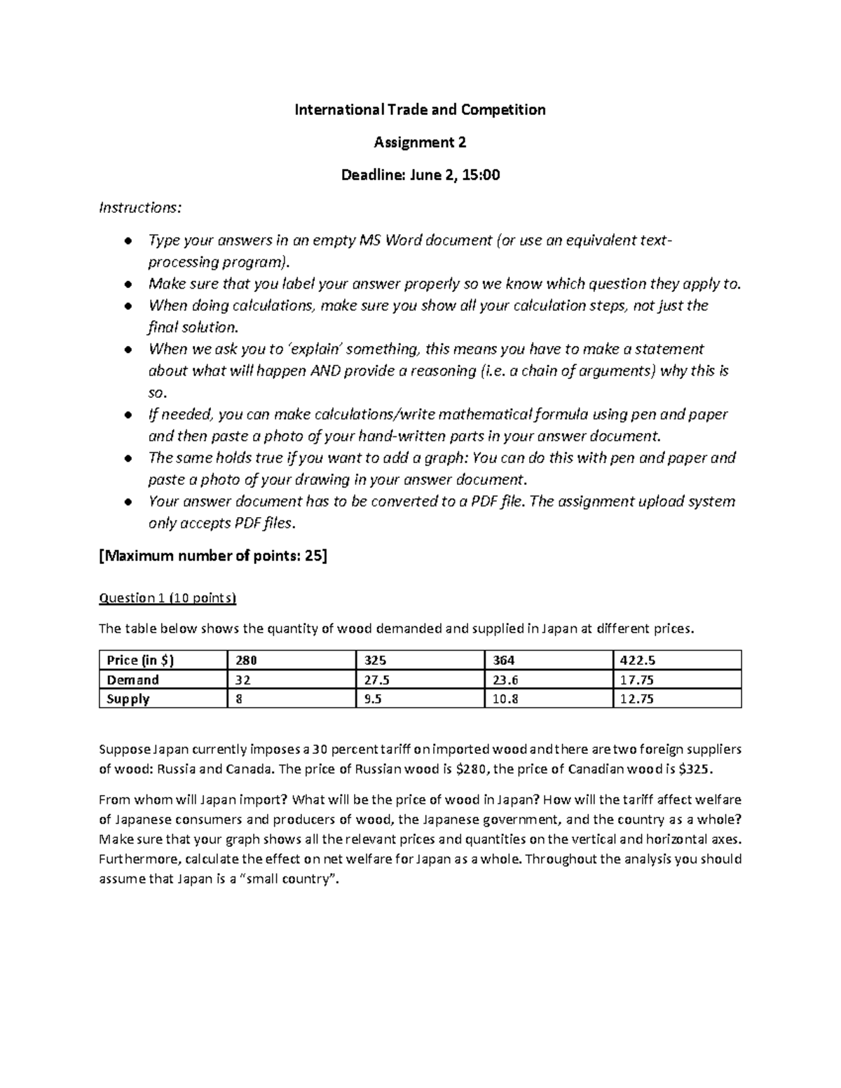 Assignment 2: International Trade & Competition ITC 2024 Guidelines ...