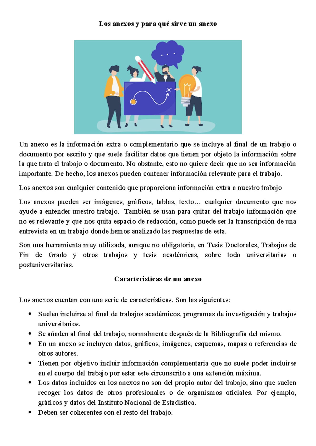 Características y Ejemplos de Anexos en Documentos Académicos - Studocu