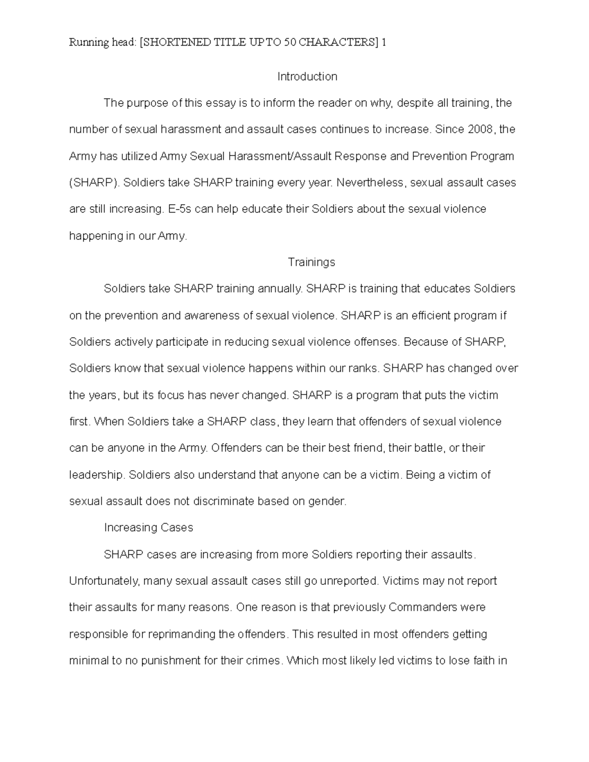 BLC Essay Notes: Understanding the Impact of SHARP Training - Studocu