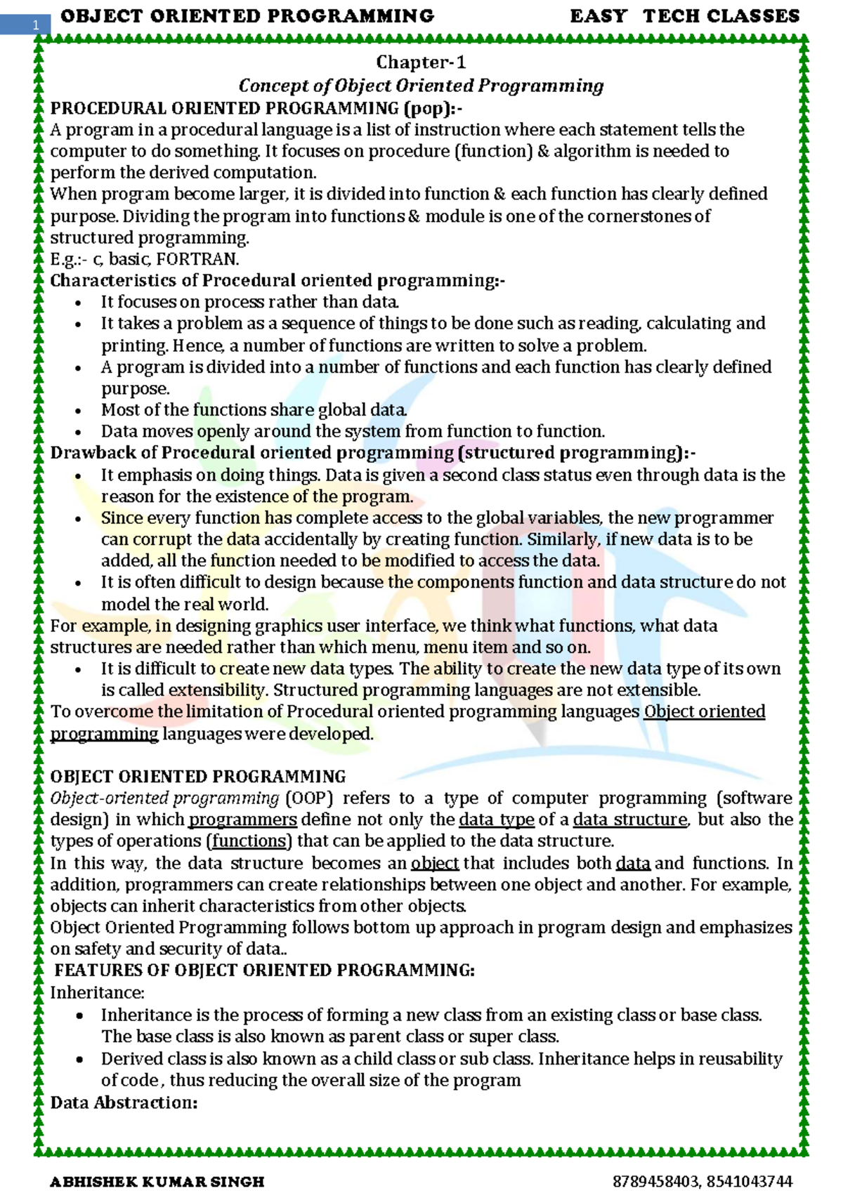 B.Tech OOP 3rd Sem - Easy Tech Classes: Object Oriented vs Procedural ...