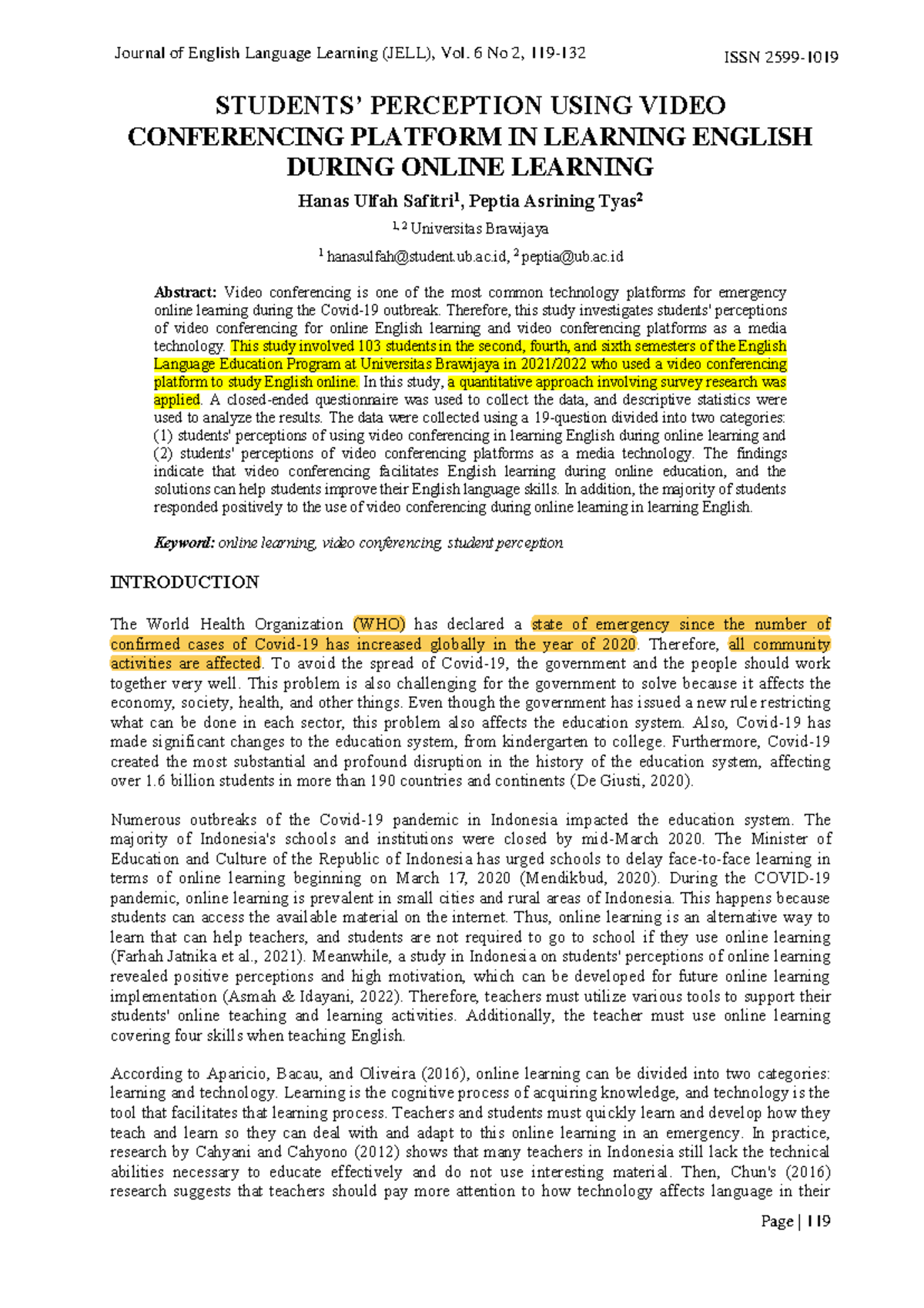 4. Survey - Quantitative - STUDENTS’ PERCEPTION USING VIDEO ...