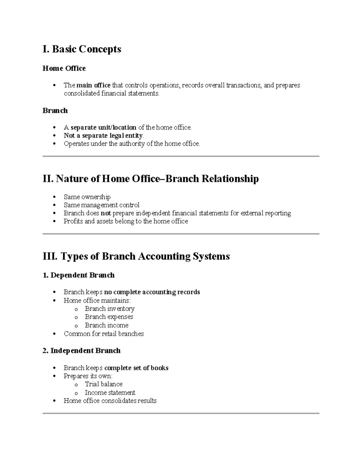 HOBA - Branch Accounting Concepts and Exam Problems - Studocu