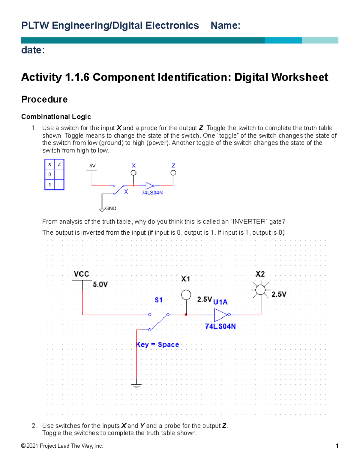 PLTW DE 1.1.6 Component Identification Digital Worksheet - Studocu