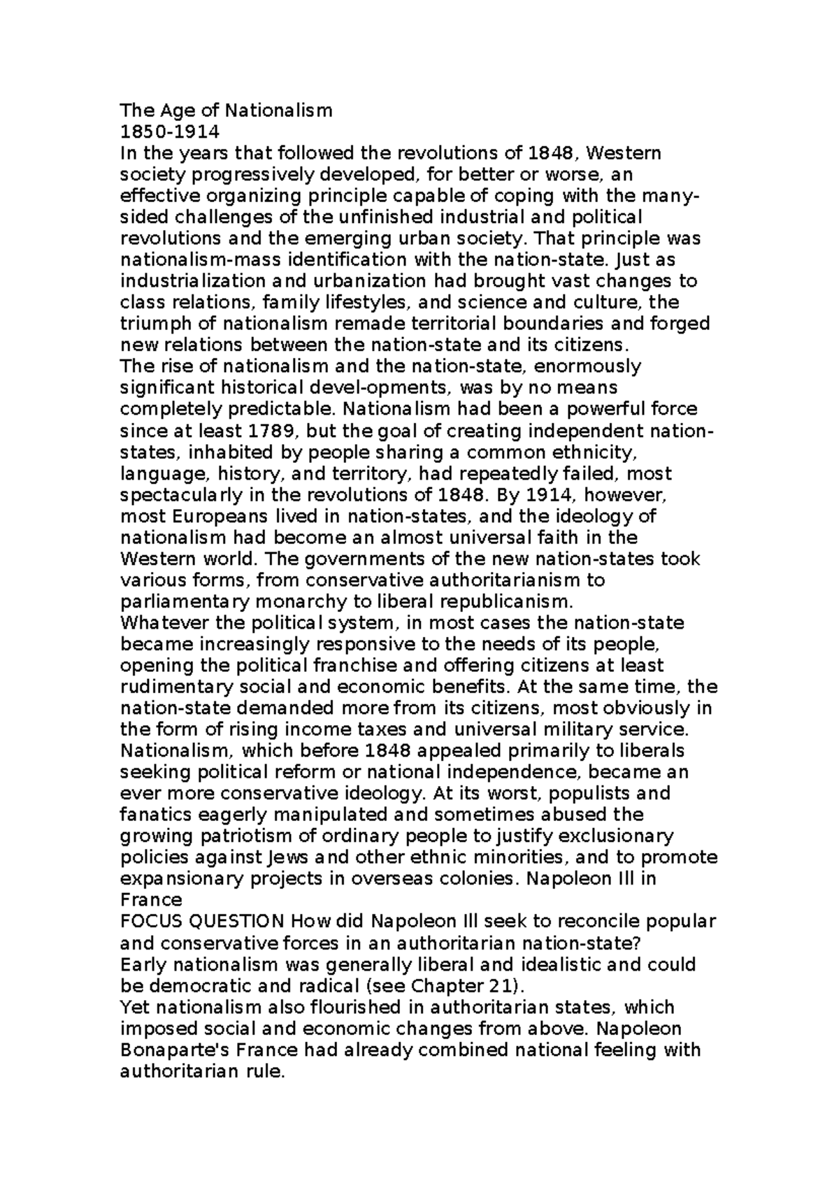 Reconciliation of Popular and Conservative Forces in Napoleon III's ...