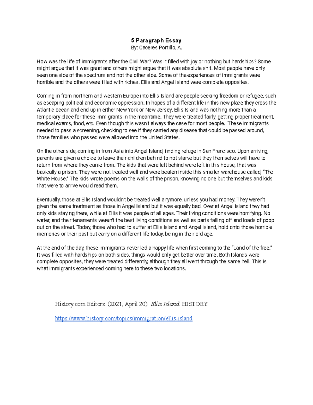 5 Paragraph Essay - Civil War - 5 Paragraph Essay By: Caceres Portillo ...