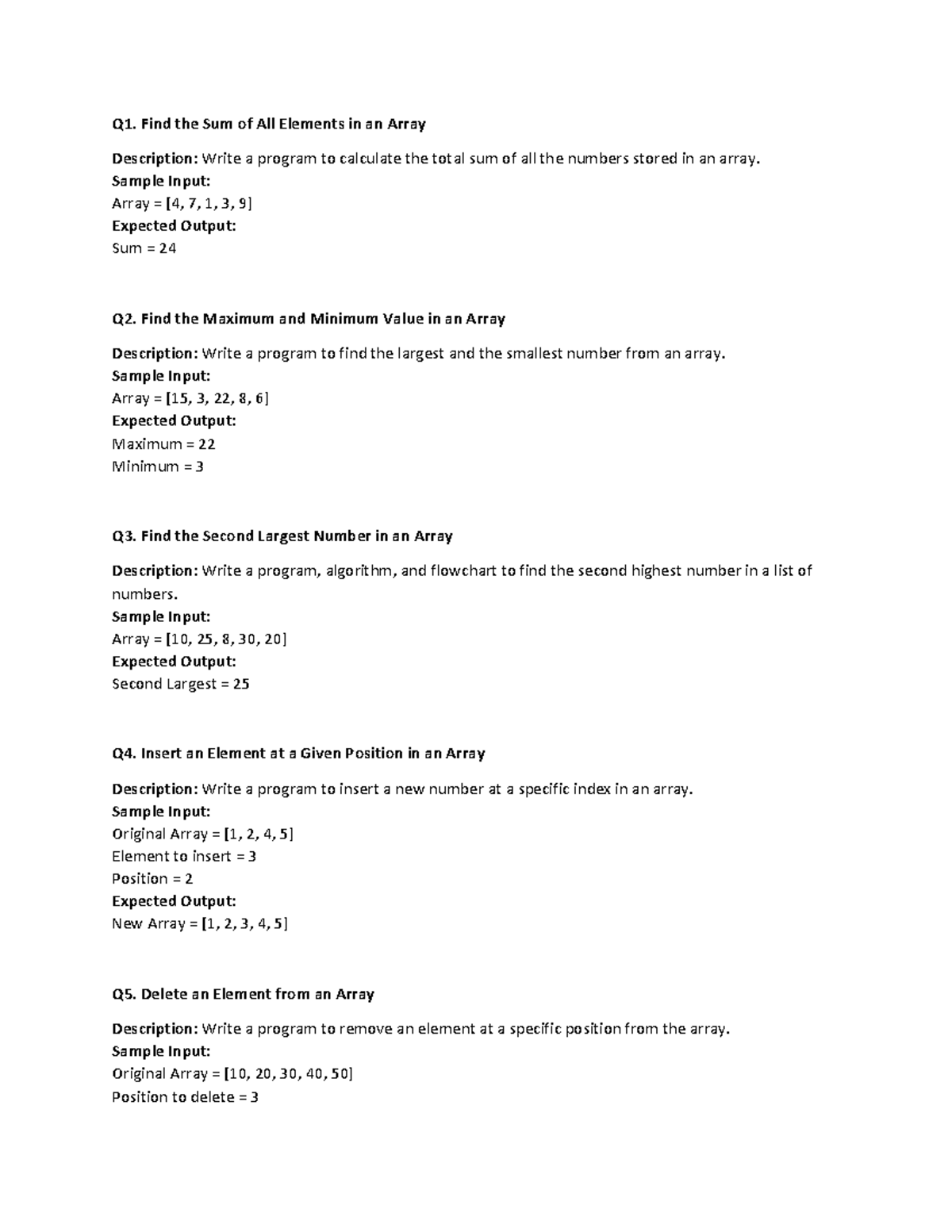 Assignment on Array Operations - Soft Skill (Q1-Q10) - Studocu