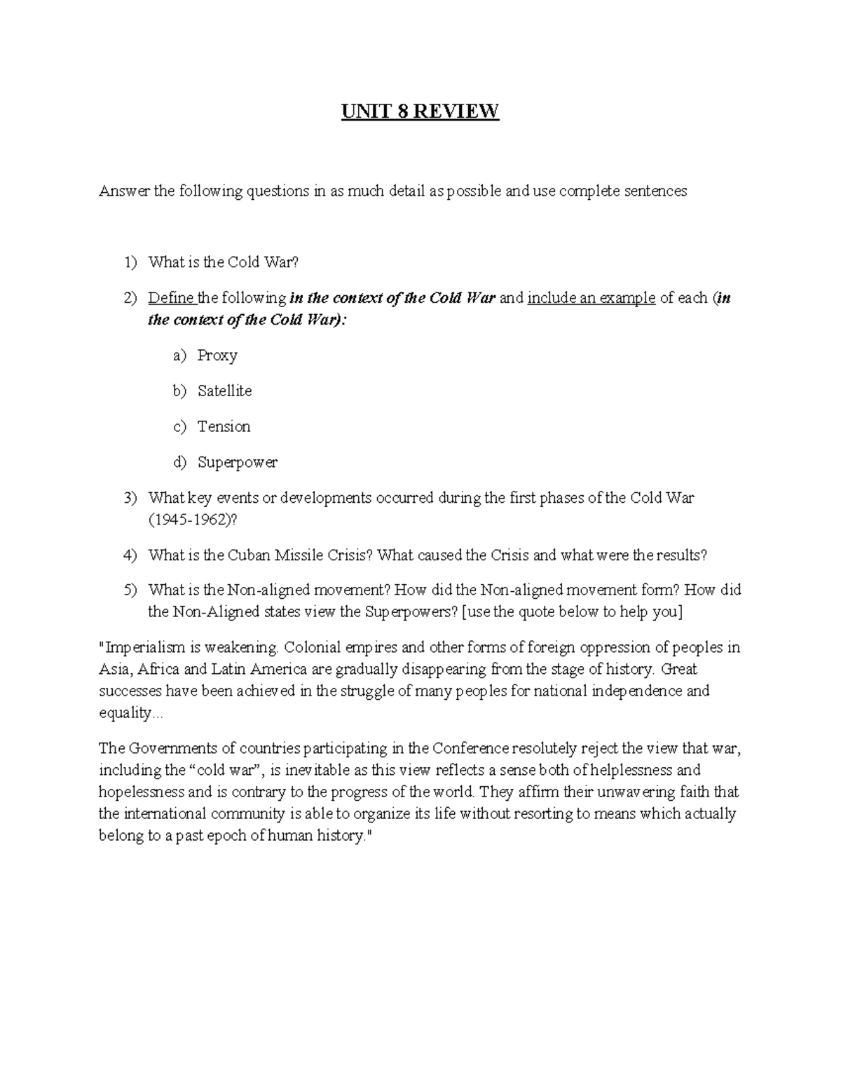 UNIT 8 Review - vcgdfgndgndgfdgnddfdfgfnffd - UNIT 8 REVIEW Answer the ...