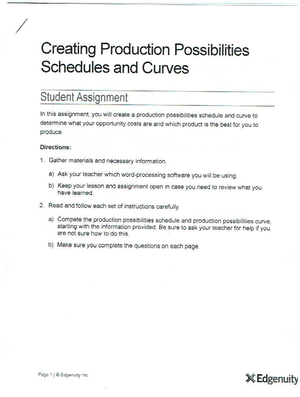 Production Possibilities Curve - Use the chart to create a production ...