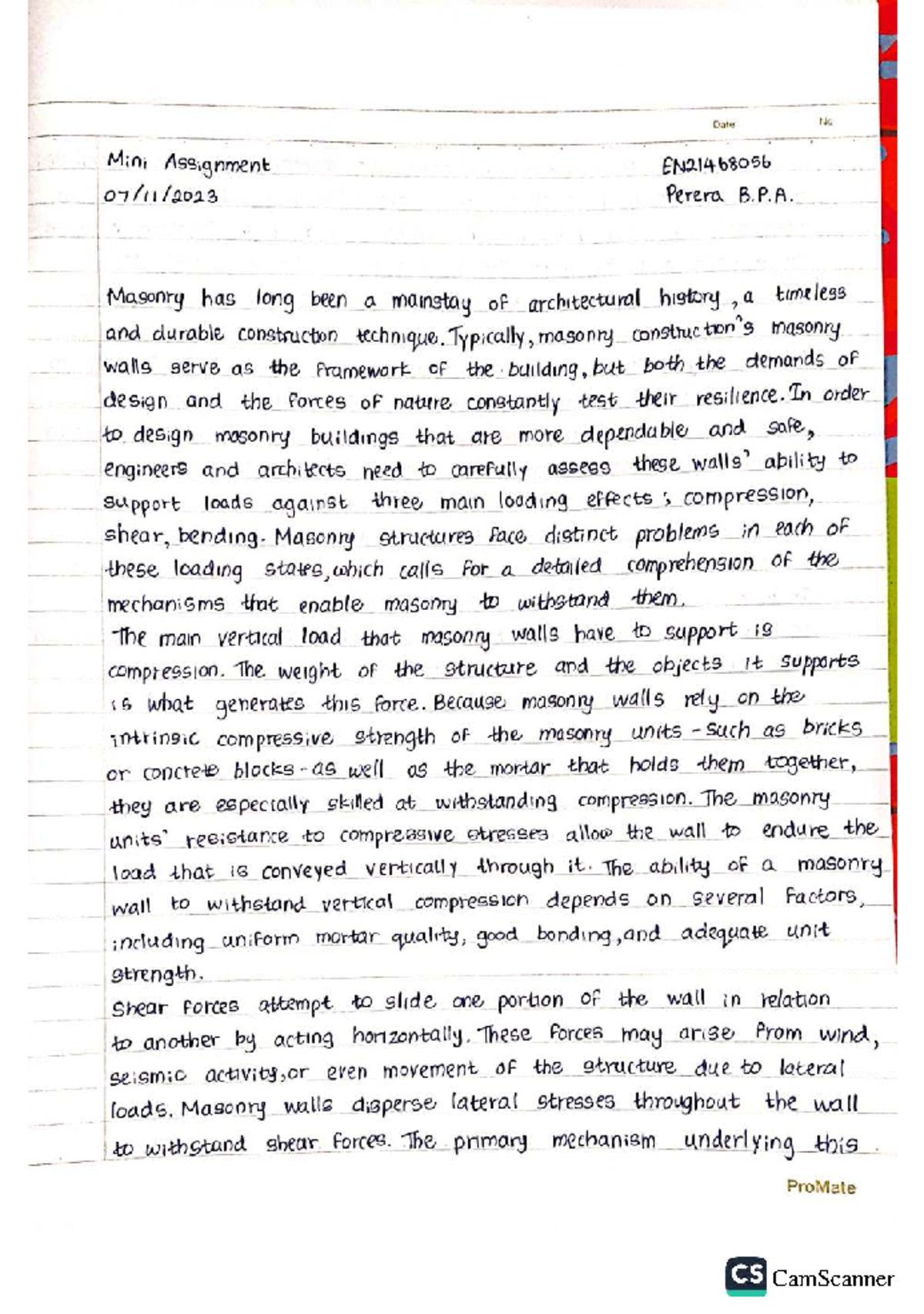 Mini Assignment on Masonry: Load Resistance in EN21468056 - Studocu