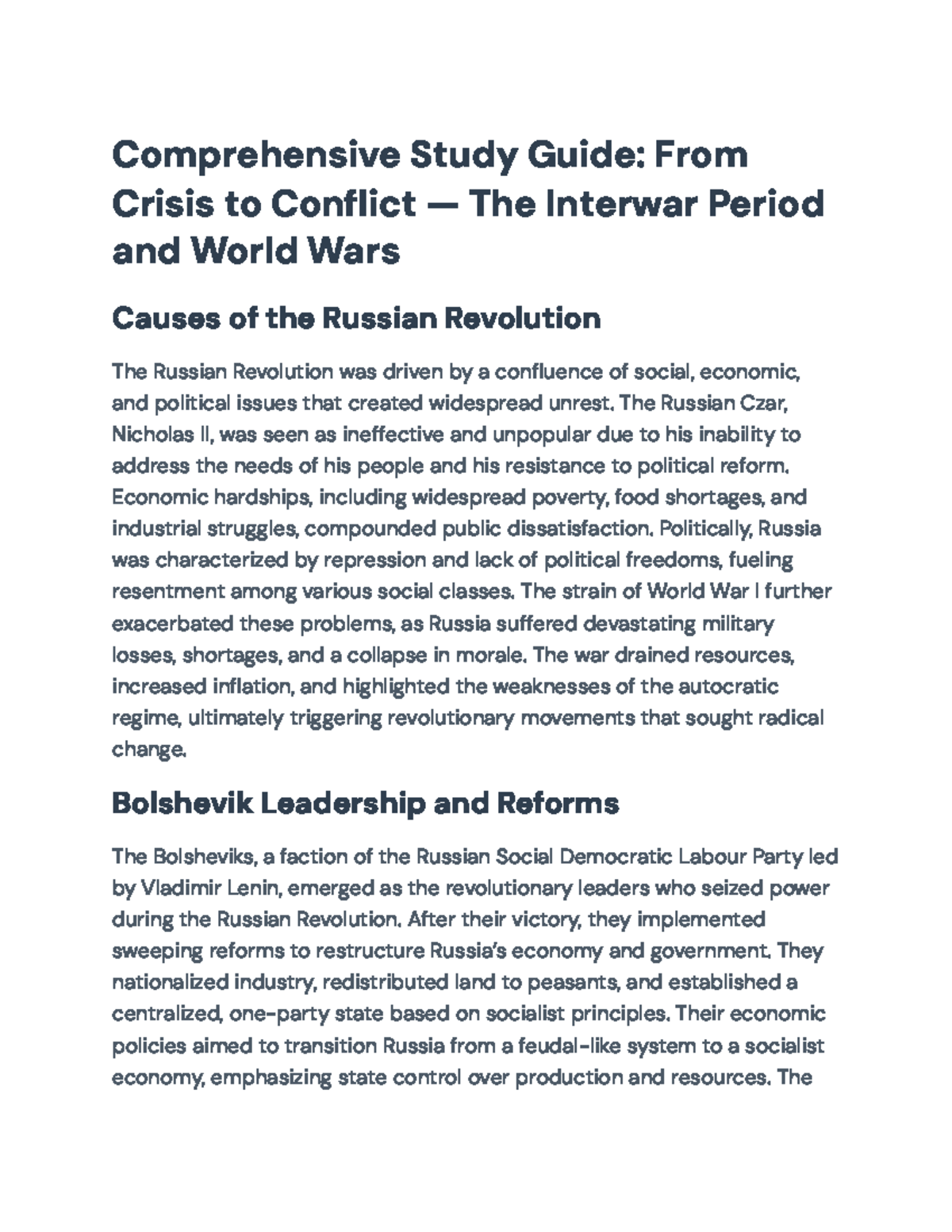 Comprehensive Study Guide: Key Topics in Interwar Period & WWII - Studocu