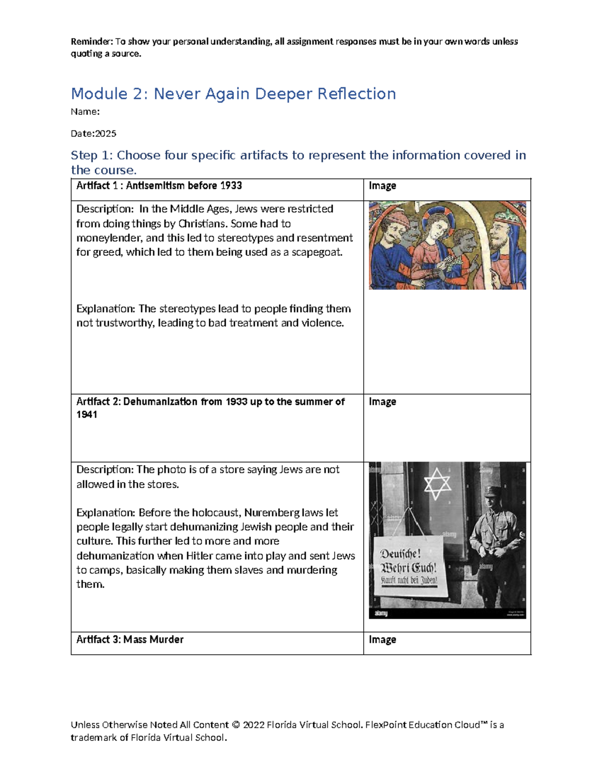 Never Again Project Reflection Template: Module 2 Insights - Studocu