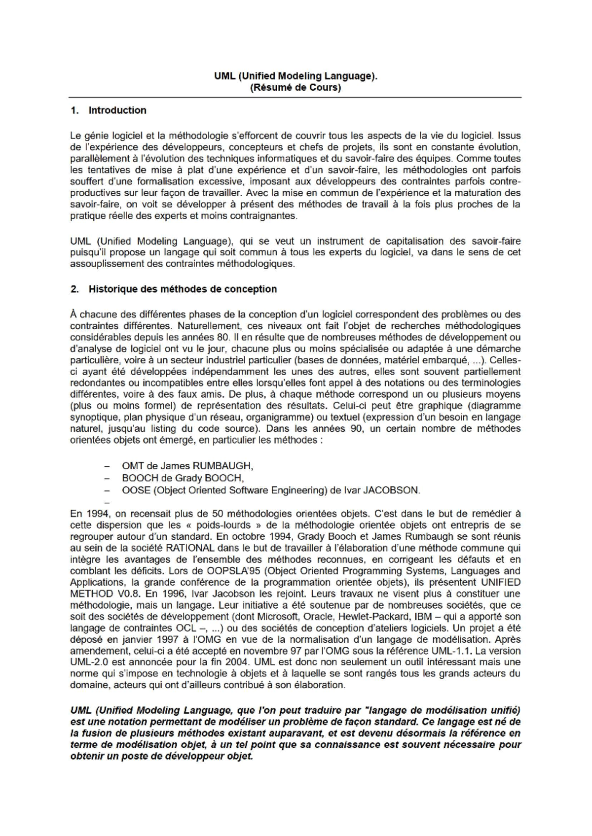 UML (Unified Modeling Language) - Résumé de Cours 4 - Studocu