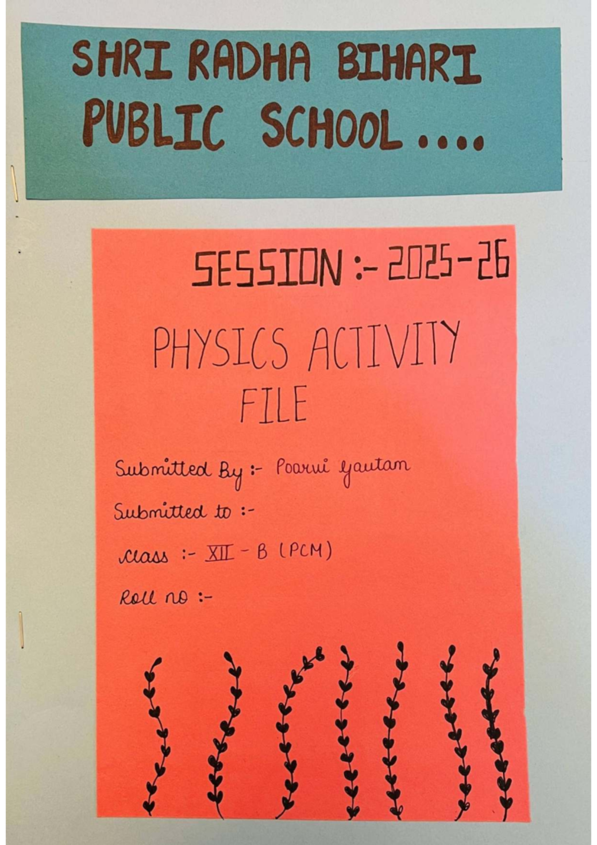 Physics Activity File - Class 12 (PCM) Practical Experiments - Studocu