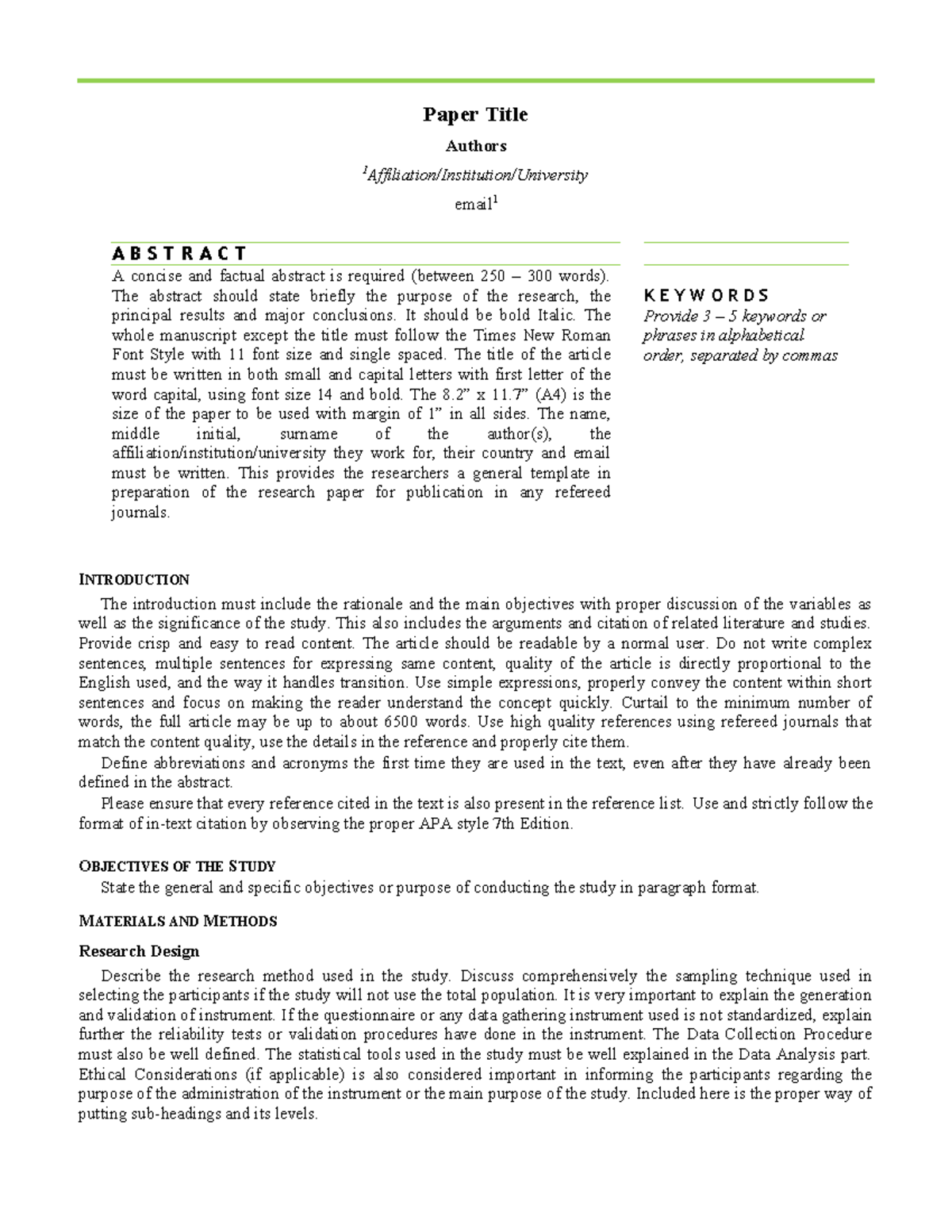 IMRAD-SIP: Guidelines for Research Paper Preparation - Studocu