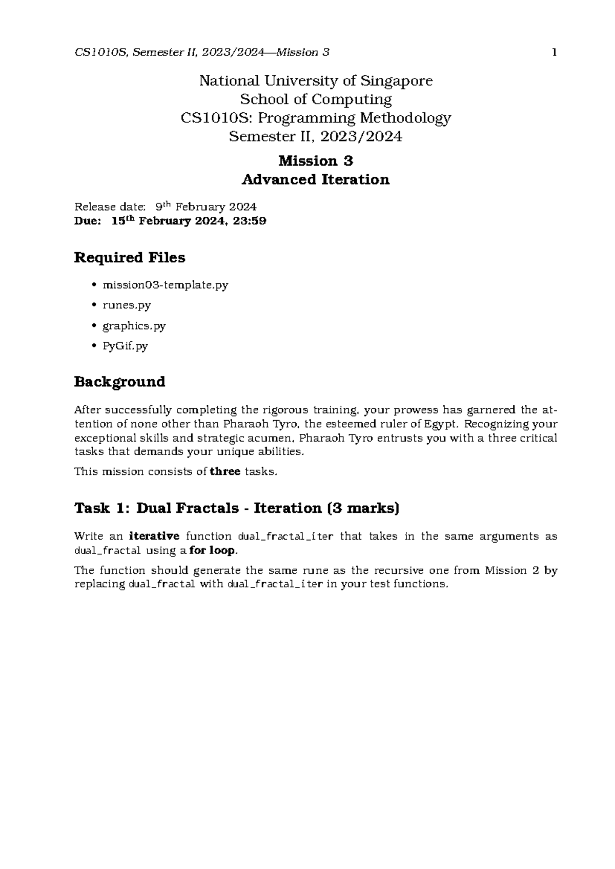 Mission 03 - National University of Singapore School of Computing ...