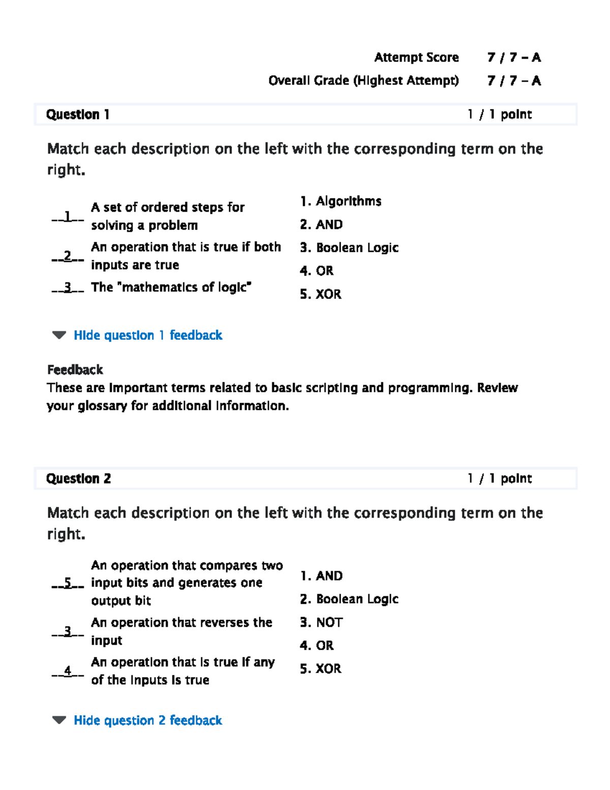 Knowledge Check 2-0: Basic Scripting & Programming Terms - Studocu