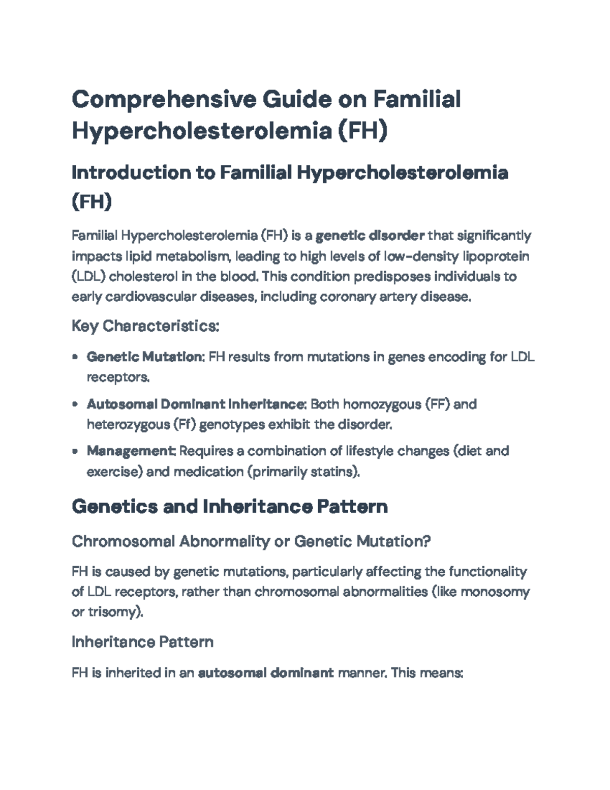 Familial Hypercholesterolemia (FH): Genetics, Diagnosis, and Management ...
