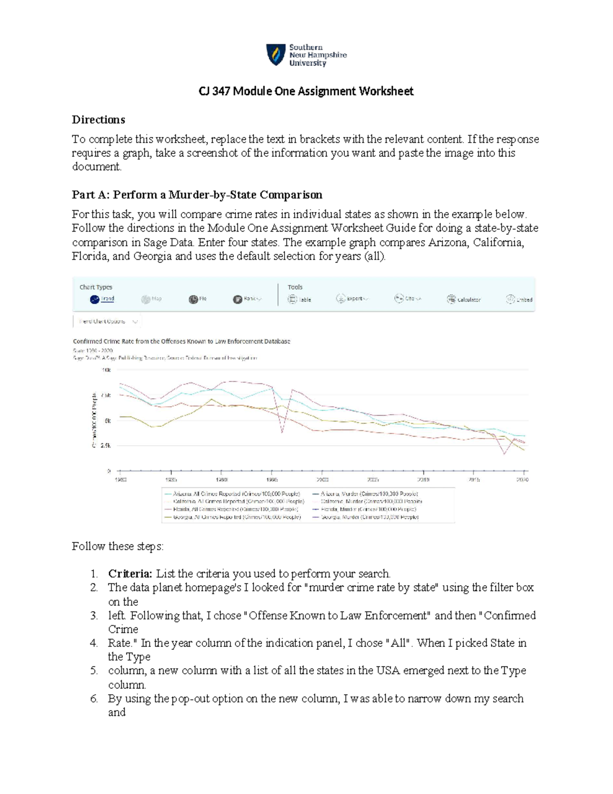 CJ 347 Module One Assignment: Crime Rate Comparison Analysis - Studocu