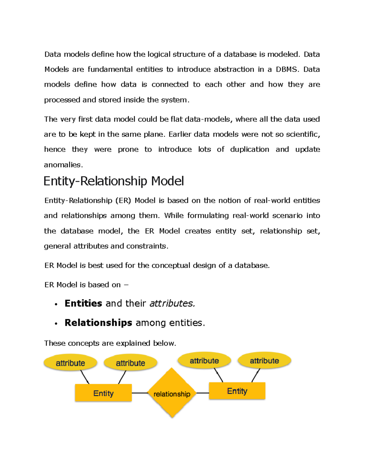 Data Models in DBMS: Understanding ER and Relational Models - Studocu