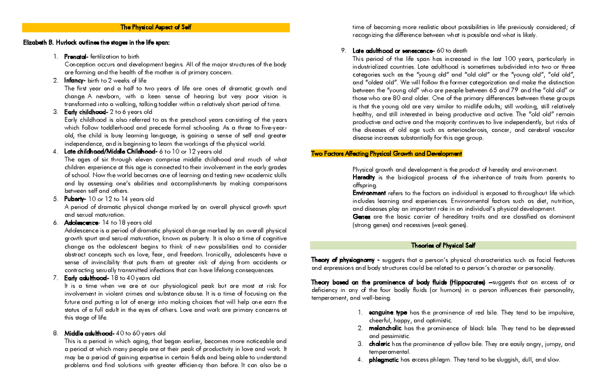 The Physical Aspect of Self - The Physical Aspect of Self Elizabeth B ...