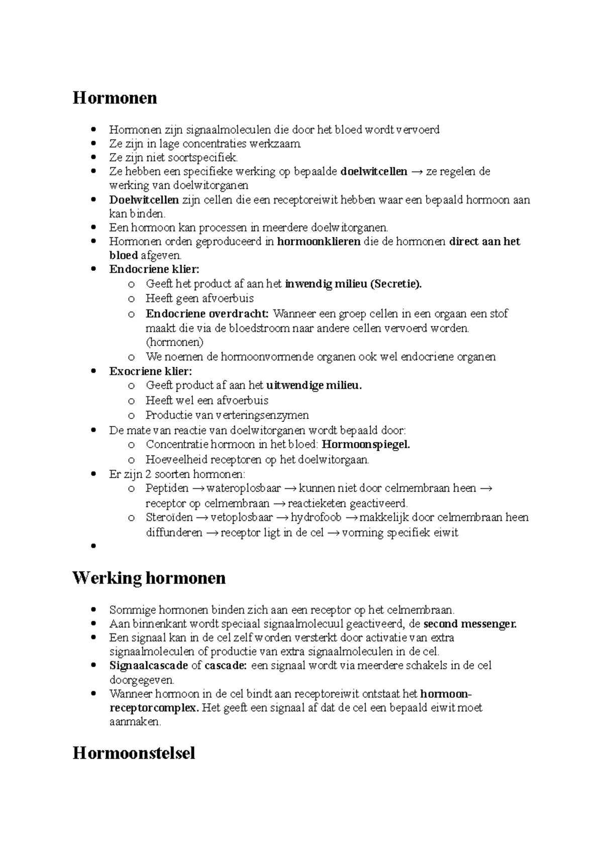 Hormonen en Hormonale Regulatie - Samenvatting van Kernconcepten ...
