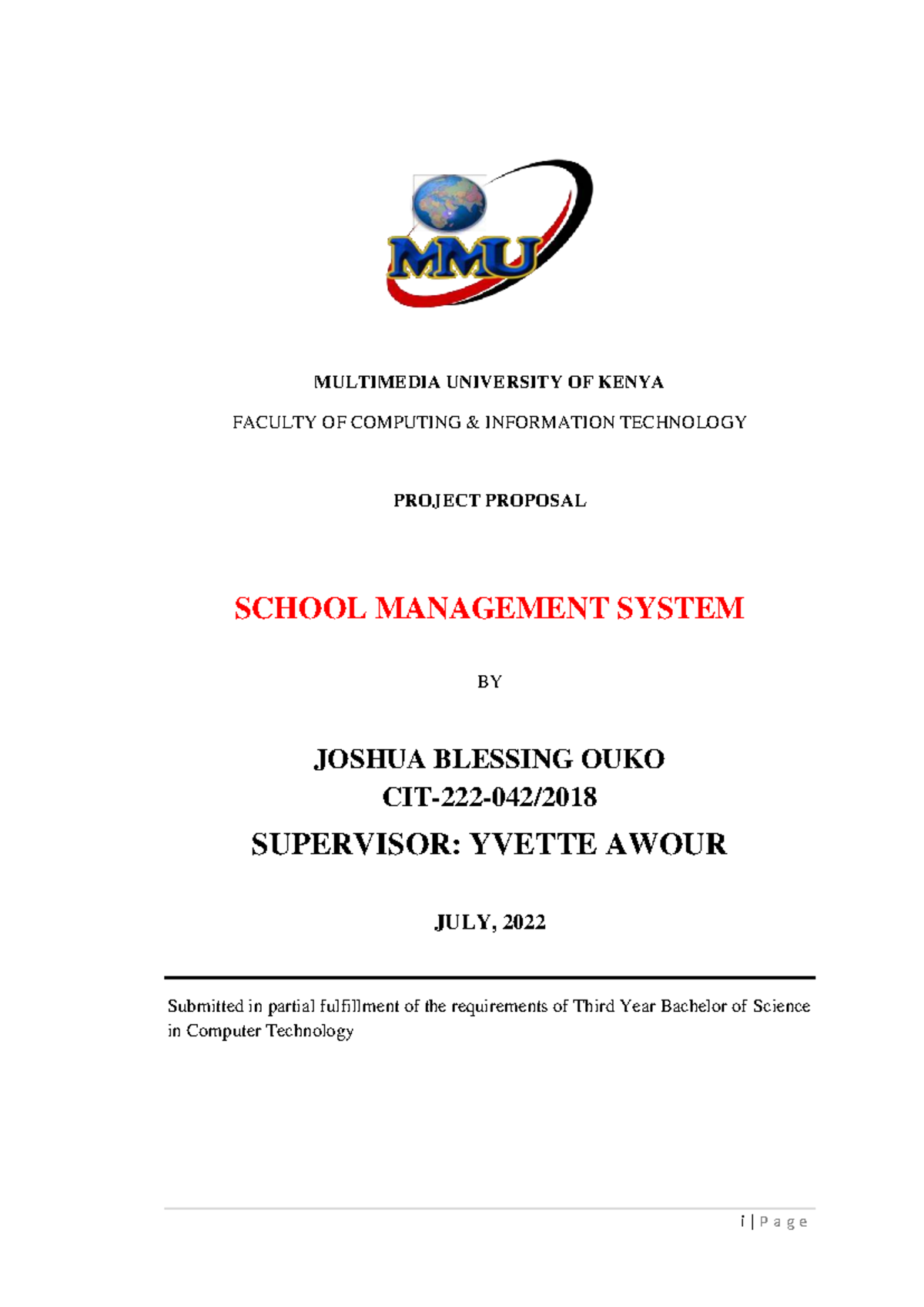 School Management System Project Proposal (BSc Computer Tech) - Studocu