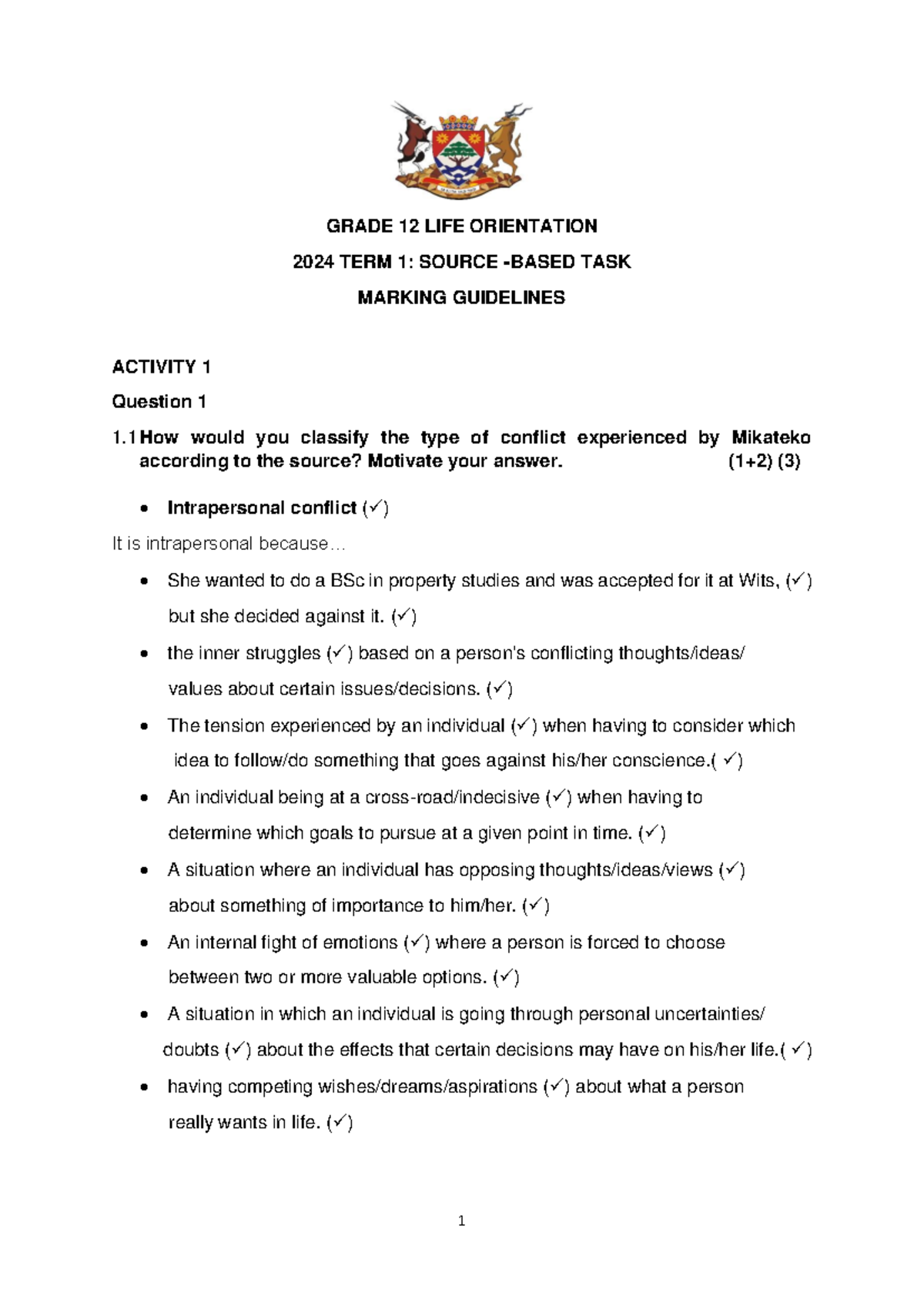 Grade 12 Life Orientation Source-Based Task 2024 Marking Guidelines ...