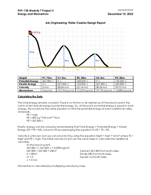 PHY-150 2-1 Kinematics Lab Report - Kinematics Ariana Danowski Activity 1: Graph and interpret ...