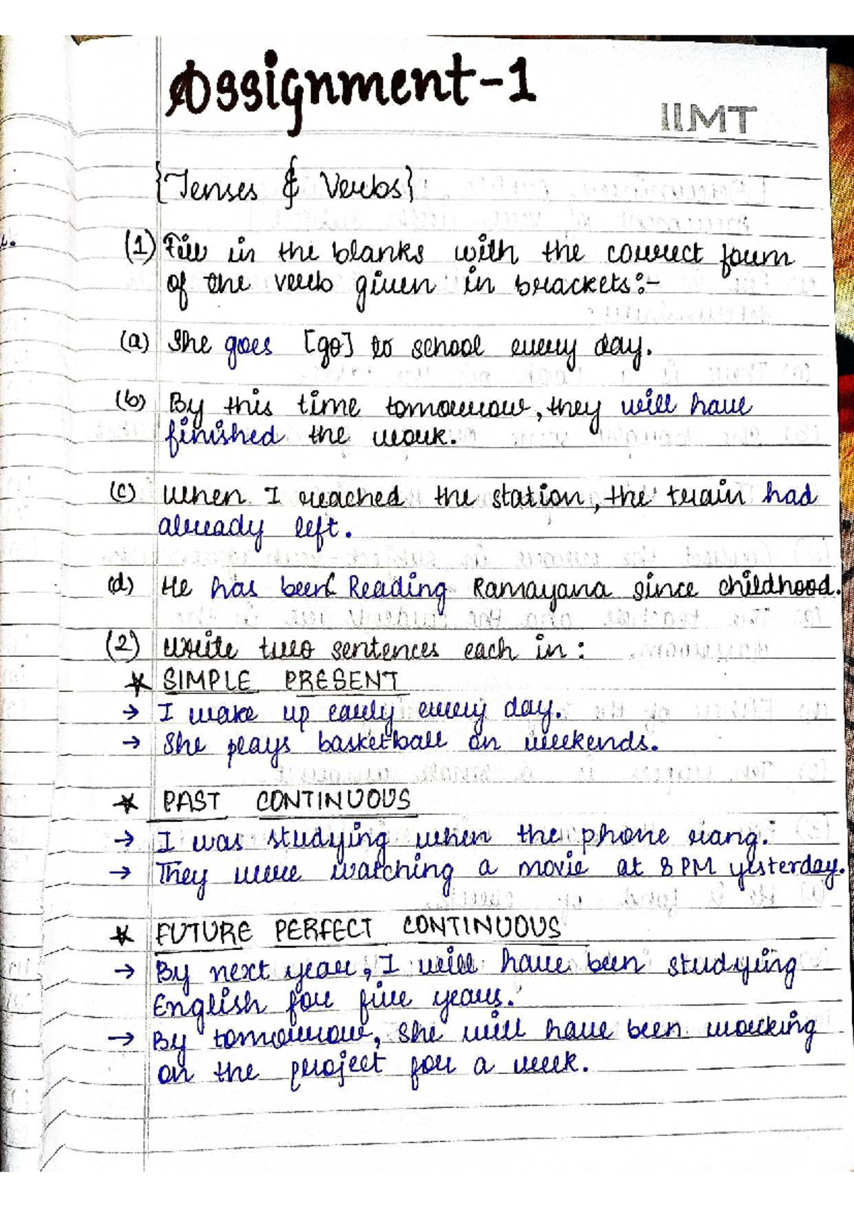 IIMT English Assignment 1: Practice Questions and Exercises - Studocu