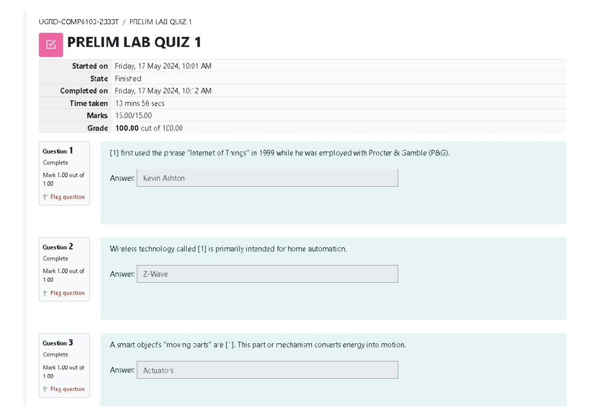 A1-merged - PRELIM LAB QUIZ 1 PRELIM LAB QUIZ 1 Started on Friday, 17 May 2024, 10:01 AM State ...