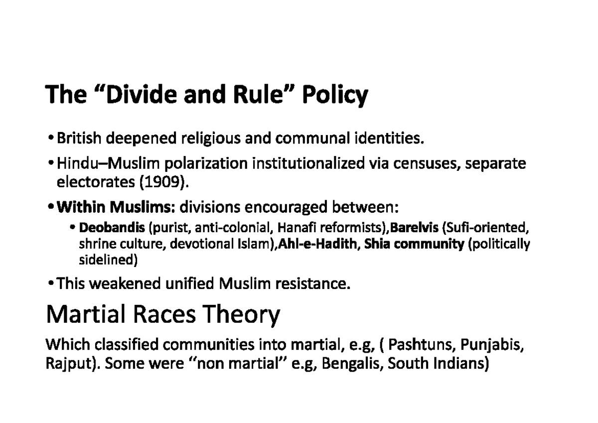 Divide and Rule: British Policies and Muslim Identity - Junior Year ...