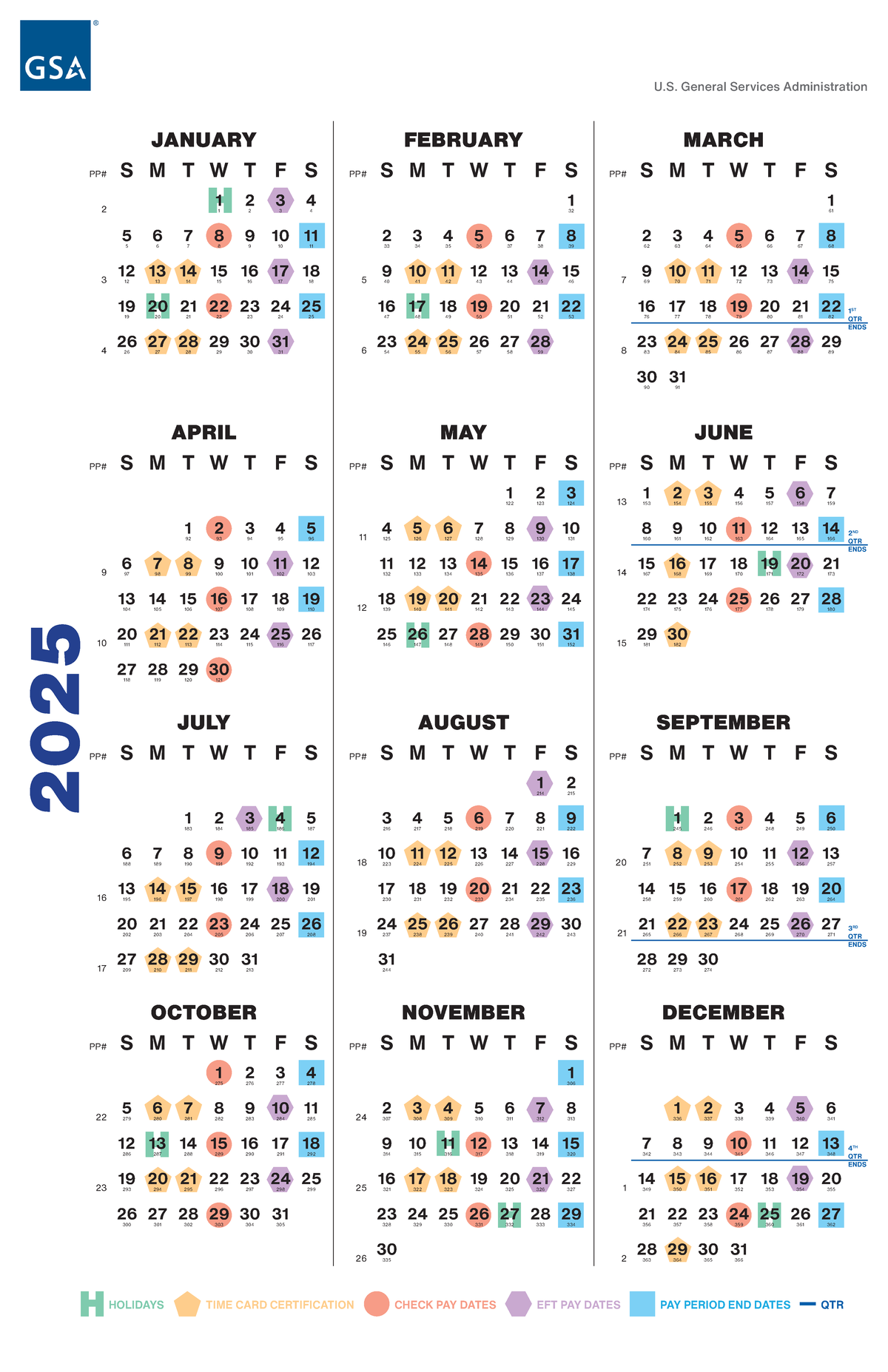 2025 GSA Payroll Calendar - U. General Services Administration HOLIDAYS ...