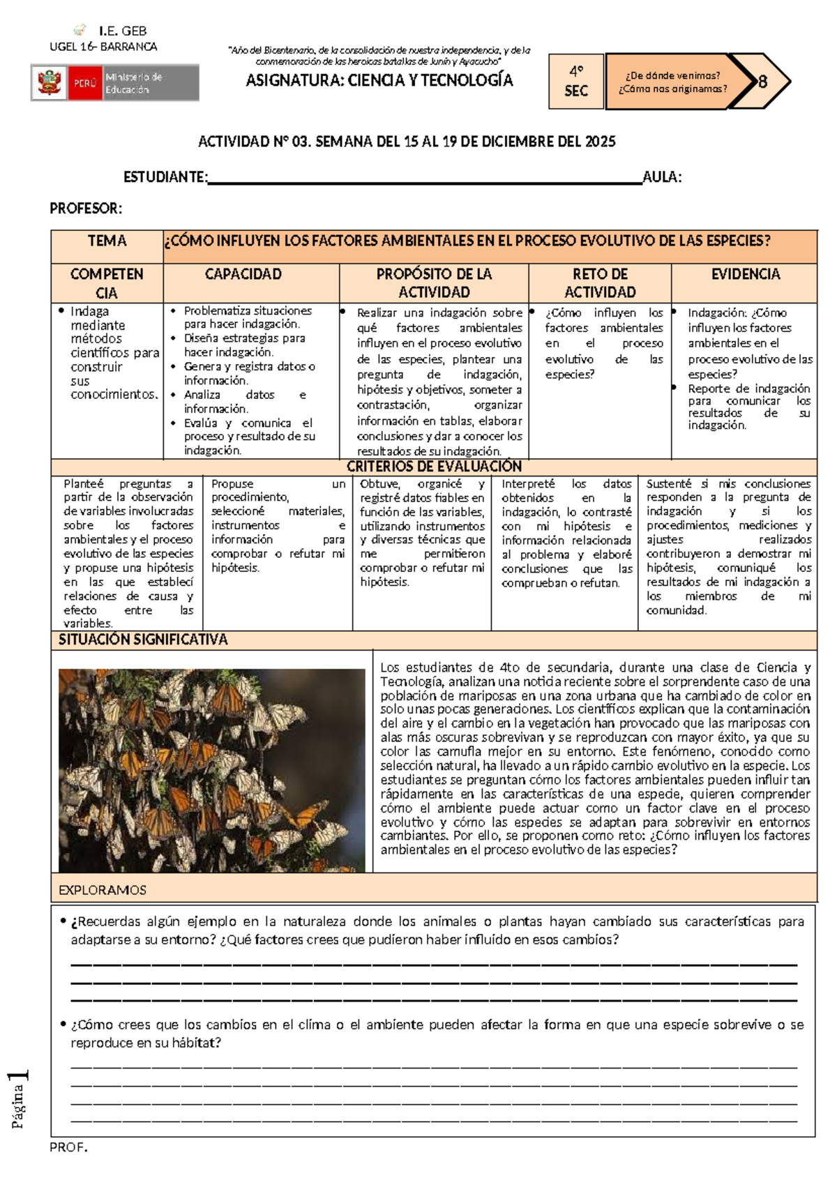 4°Sec - Actividad 3: Influencia de Factores Ambientales en Evolución ...