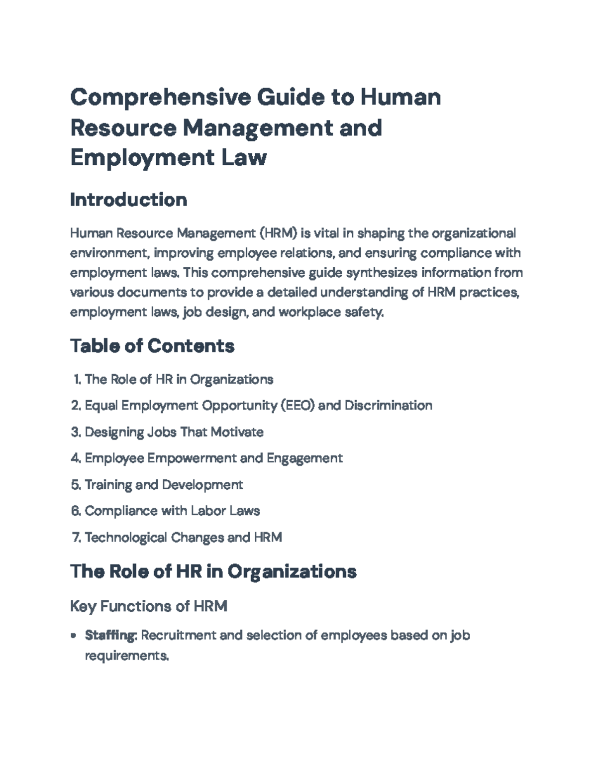 Comprehensive Guide to HRM & Employment Law (HRM 101) - Comprehensive ...