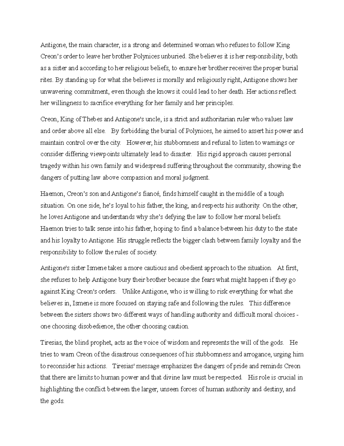 Antigone (Take home) - alternative of final - Antigone, the main ...