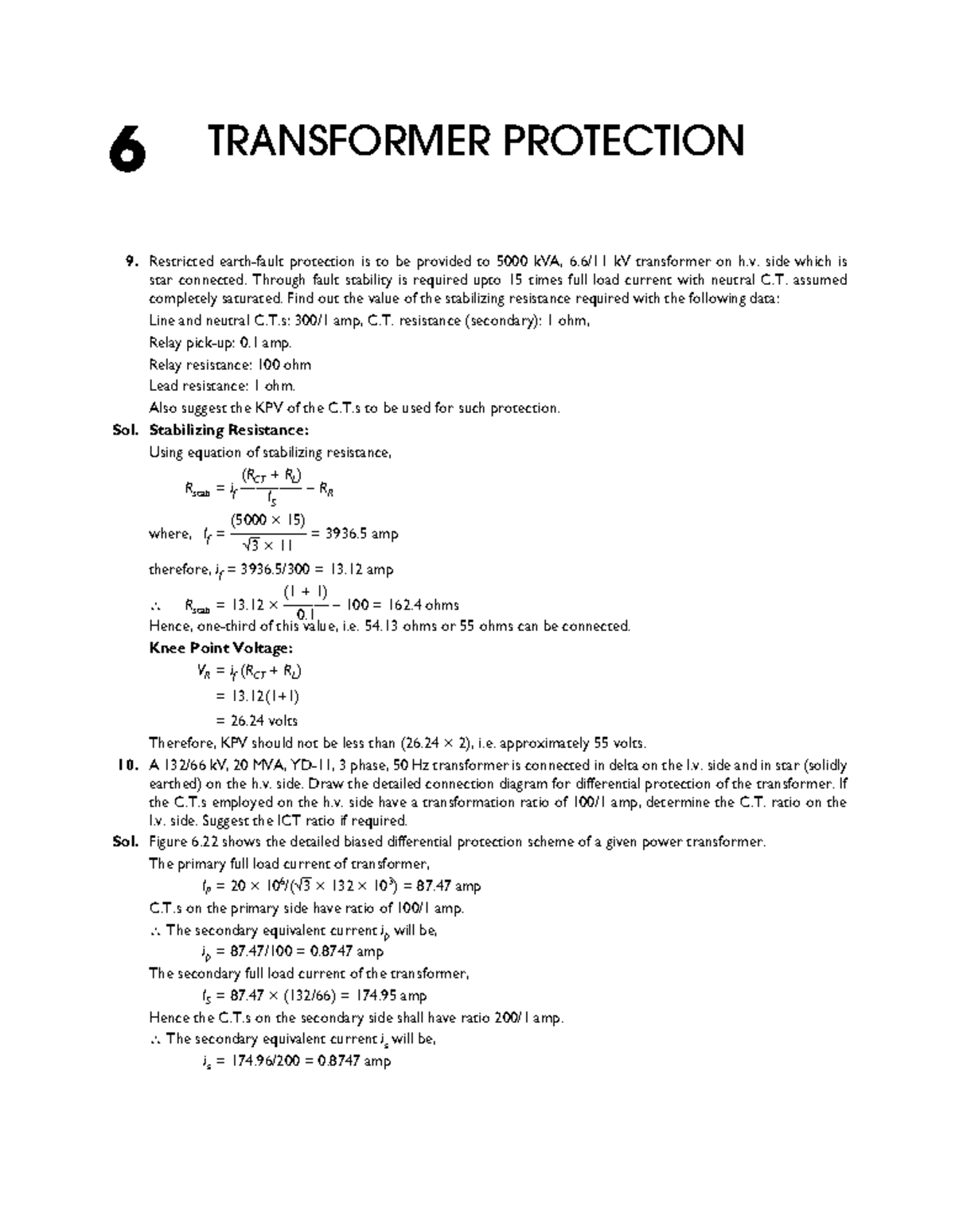 Solution Manual to Chapter 06: Transformer Protection Techniques in ...