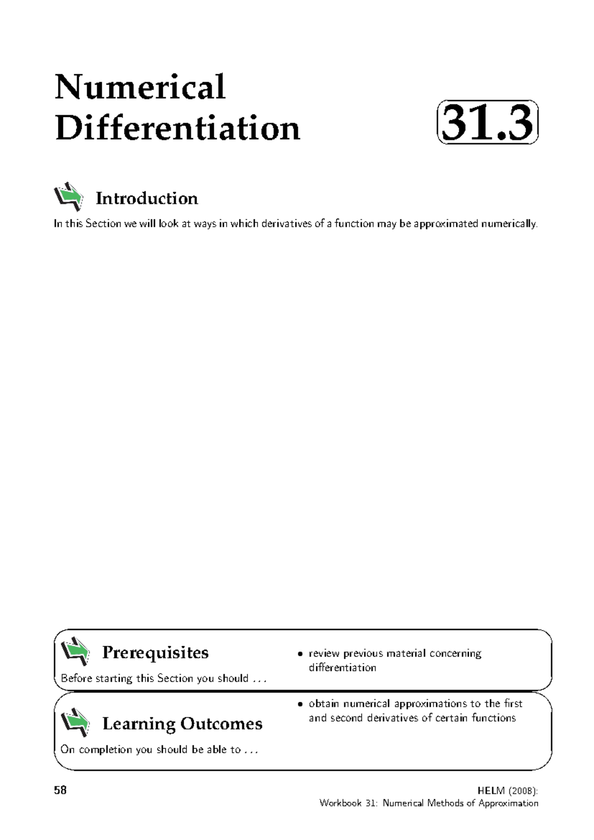 principle of note - Numerical Differentiation 31 Introduction In this ...