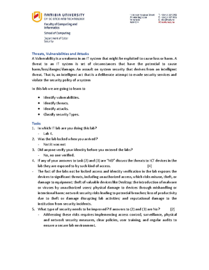 Lab 2 - Network Reconnaissance Using Nmap & Zenmap for ISS611S - Studocu