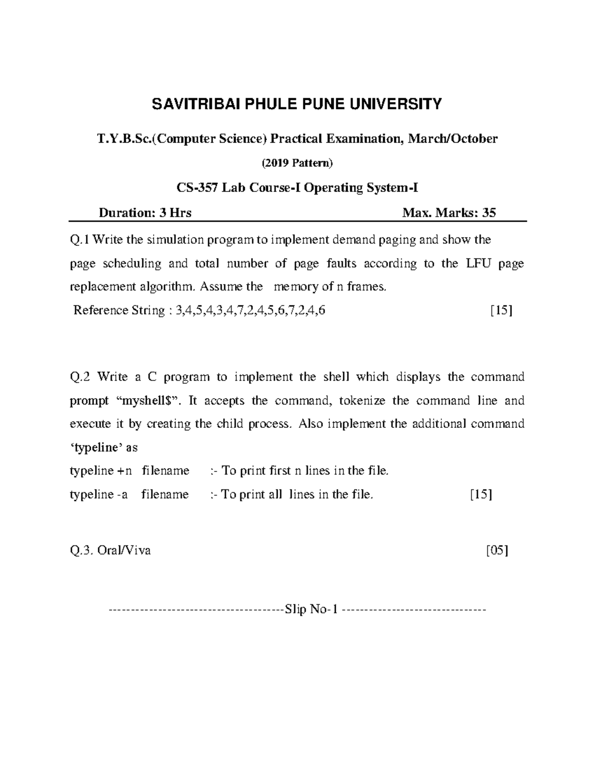T.Y.B.Sc. CS-357 practicalslips - T.Y.B.(Computer Science) Practical ...