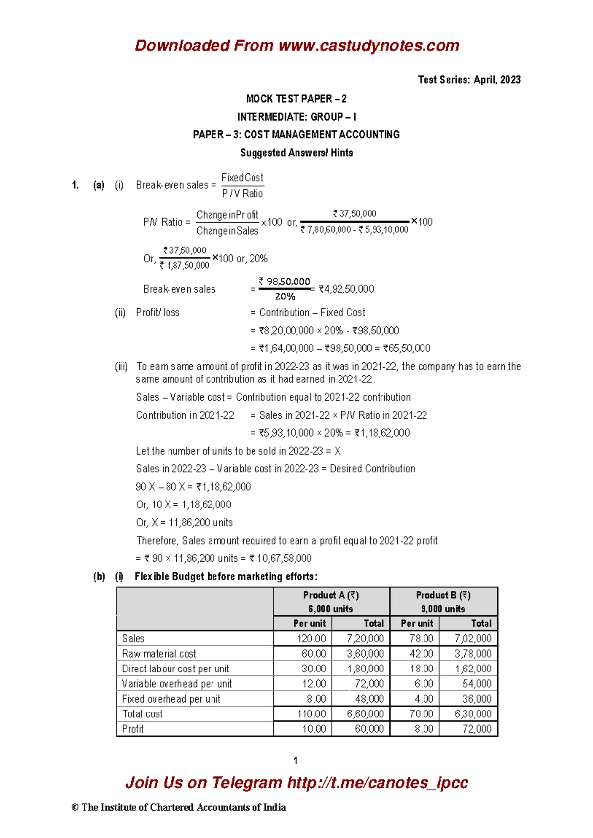 7 - lanvsdnvkl - 1 Test Series: April, 2023 MOCK TEST PAPER 2 ...