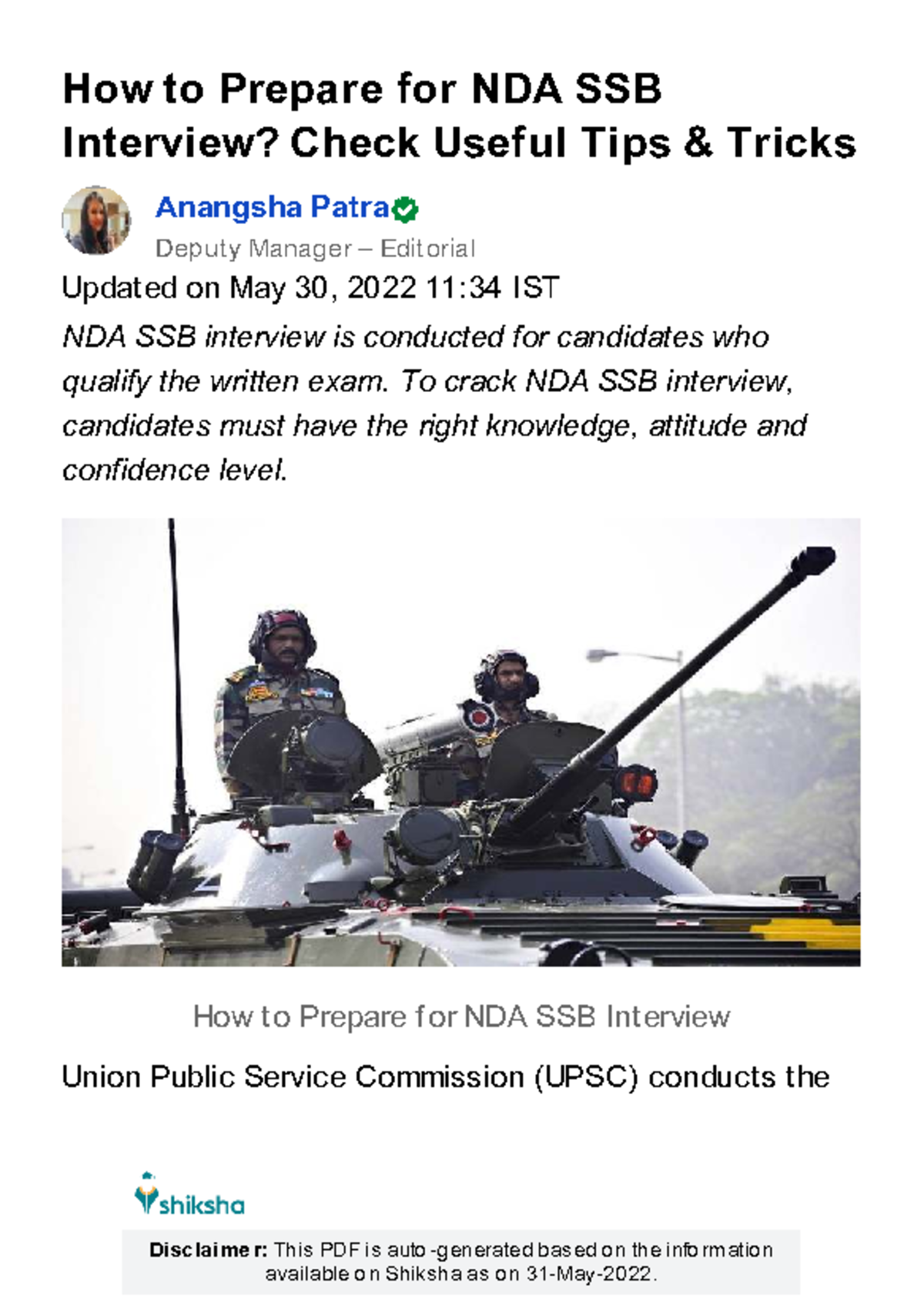 NDA SSB Interview Preparation Tips and Tricks - Studocu